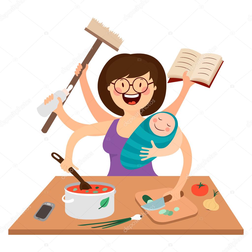Super mother, busy mother — Stock Vector © irkast #113708644