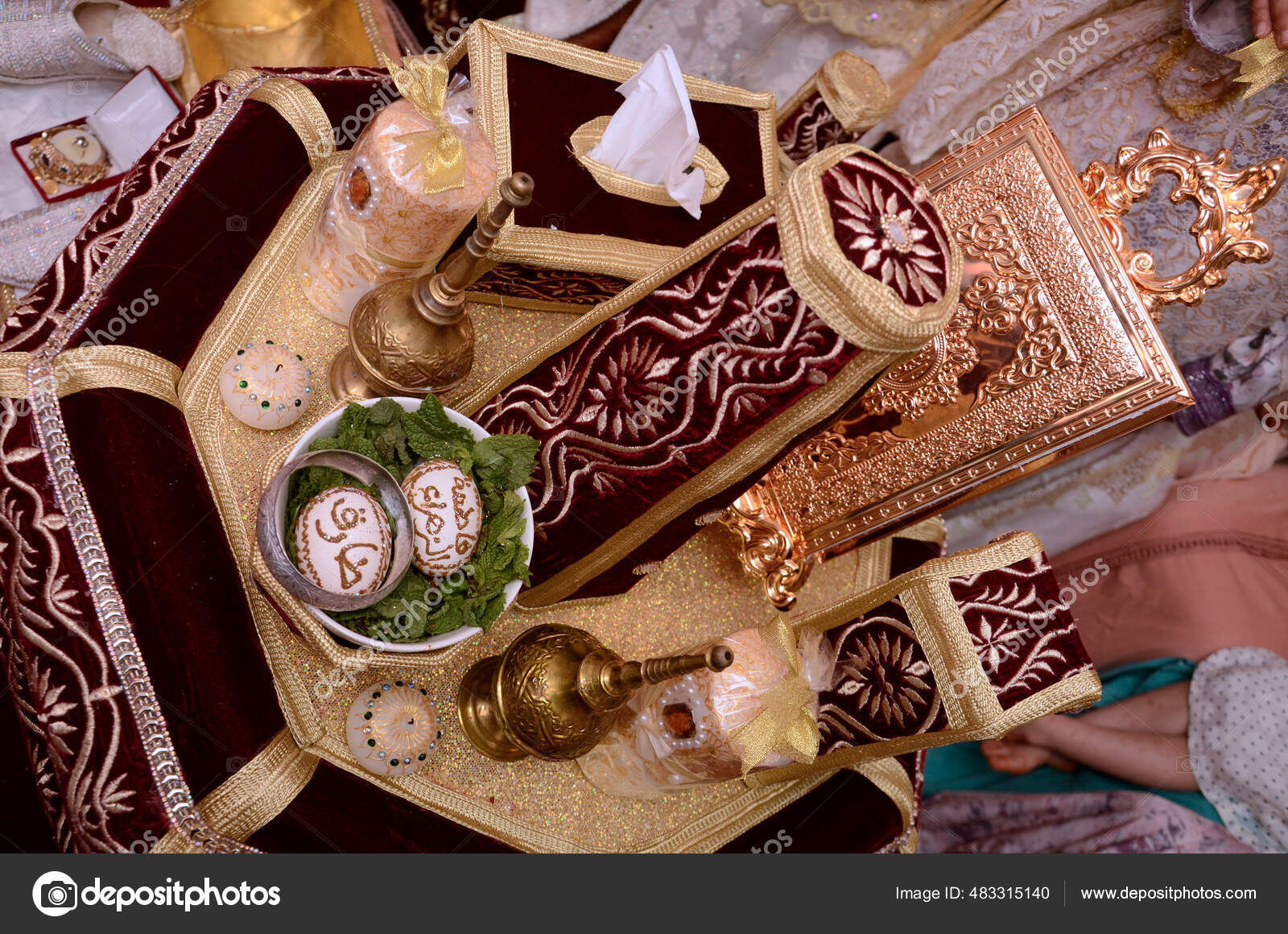 Moroccan Tyafer Traditional Gift Containers Wedding Ceremony Decorated ...