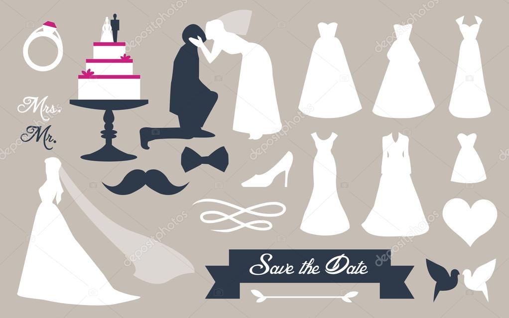 Wedding set with graphic elements Stock Vector by ©Katya_Bra 66077287