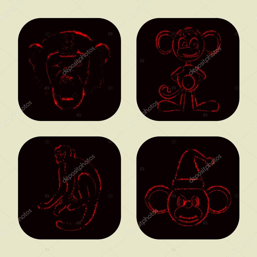 Monkey icons of lights Stock Vector by ©InVentoriS 92701538