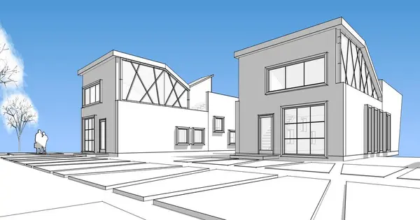 Modern House Module Architectural Concept Illustration Stock ...