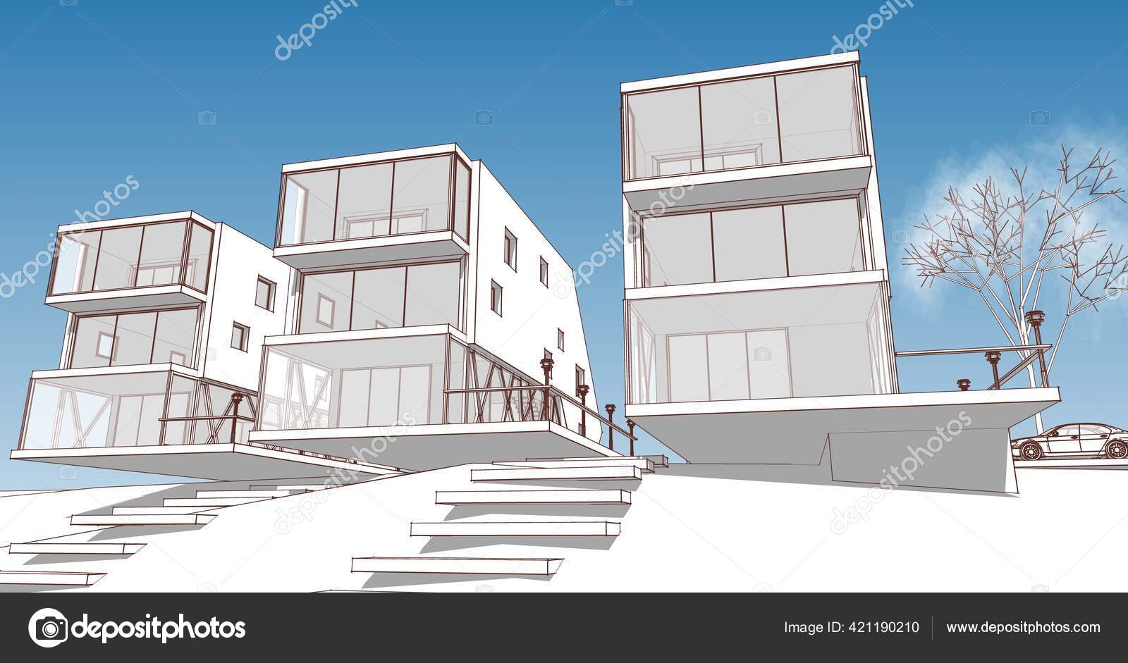 Modern House Module Architectural Concept Illustration Stock Photo by ...