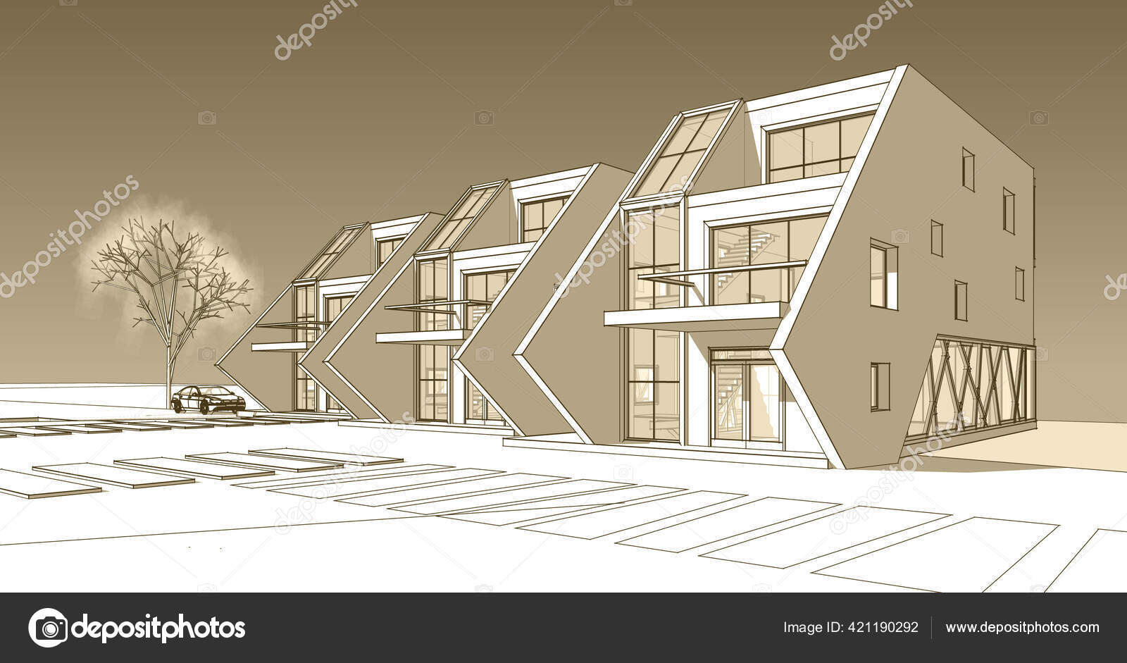 Modern House Module Architectural Concept Illustration — Stock Photo ...