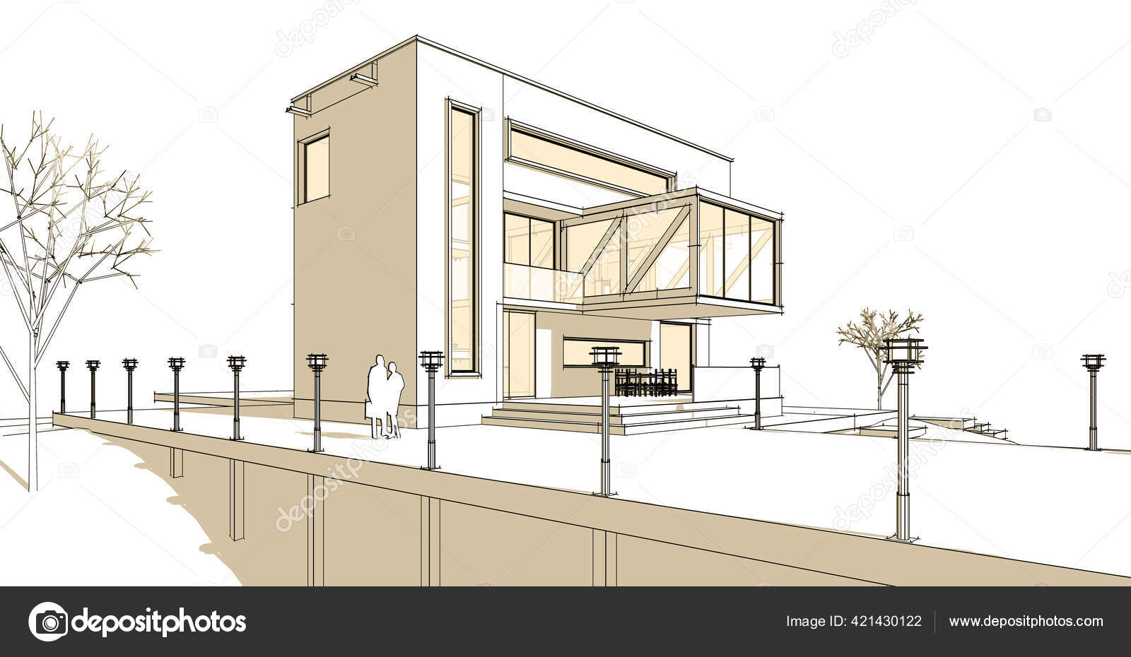 Modern Architecture House Console Sketch Illustration — Stock Photo ...