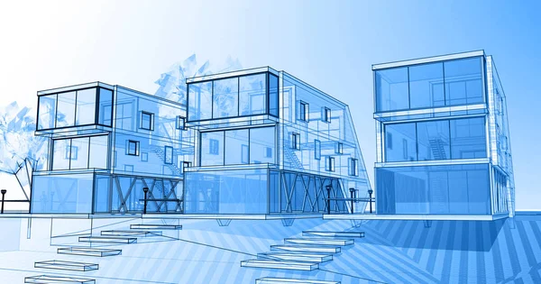 Modern House Module Architectural Concept Illustration Stock Photo by ...