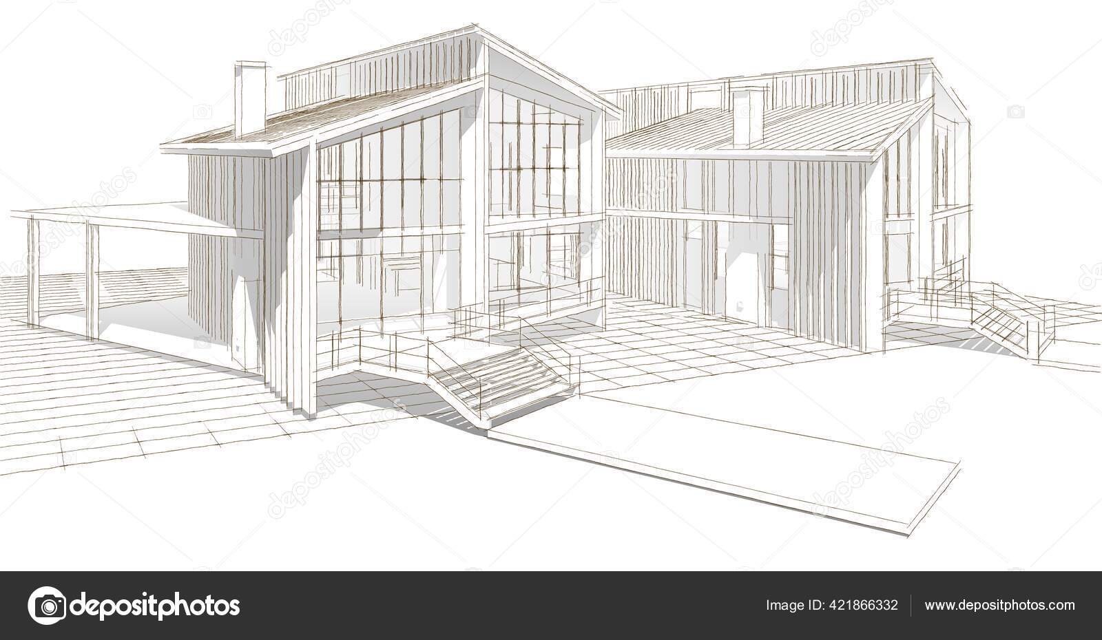 Modern Architecture House Concept Illustration Stock Illustration by ...