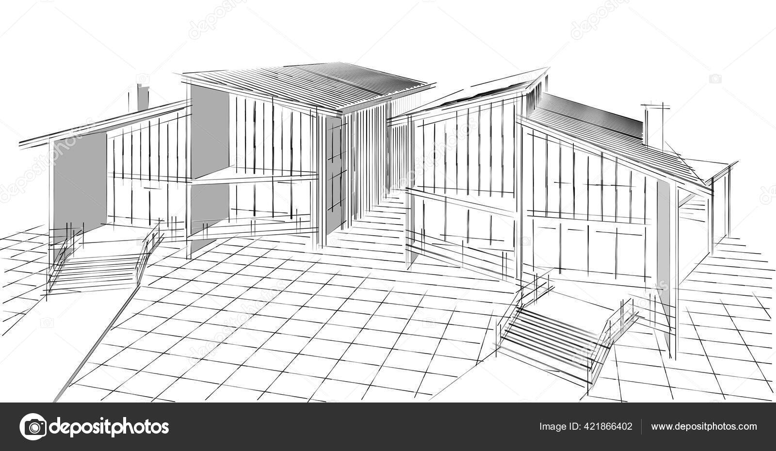 Modern Architecture House Concept Illustration Stock Illustration by ...
