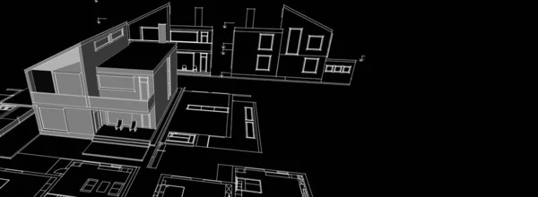 house architectural project sketch 3d illustration - Stock Image ...
