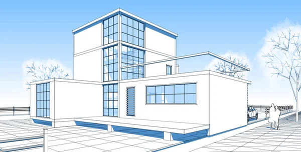 Modern House Module Architectural Concept Illustration Stock Photo by ...