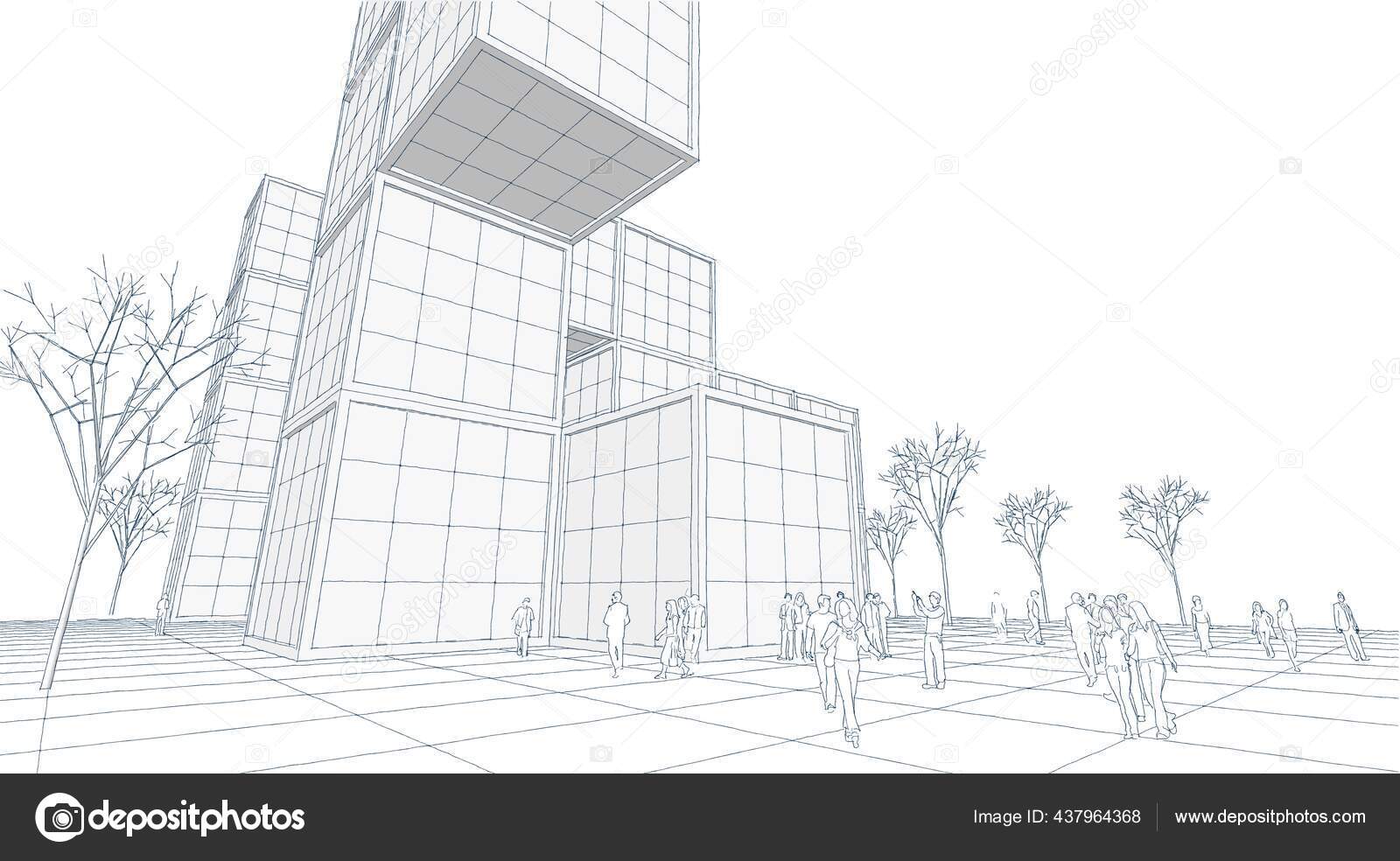 City Square Modern Abstract Architecture Illustration Stock ...