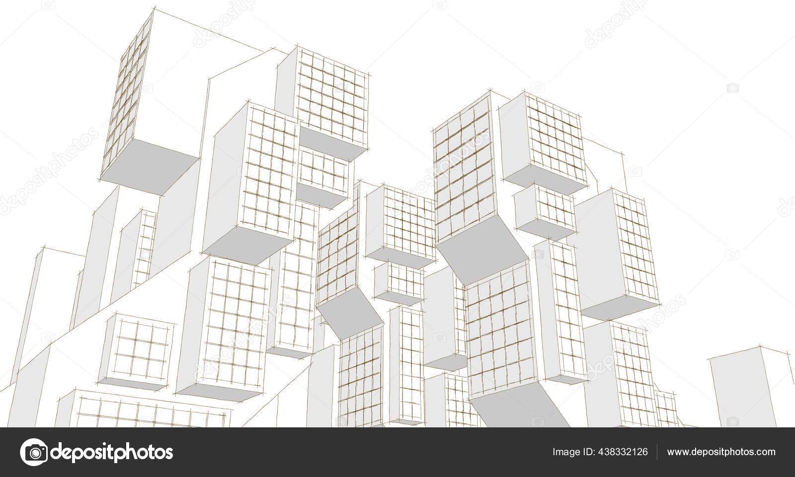 Geometric Buildings Drawing