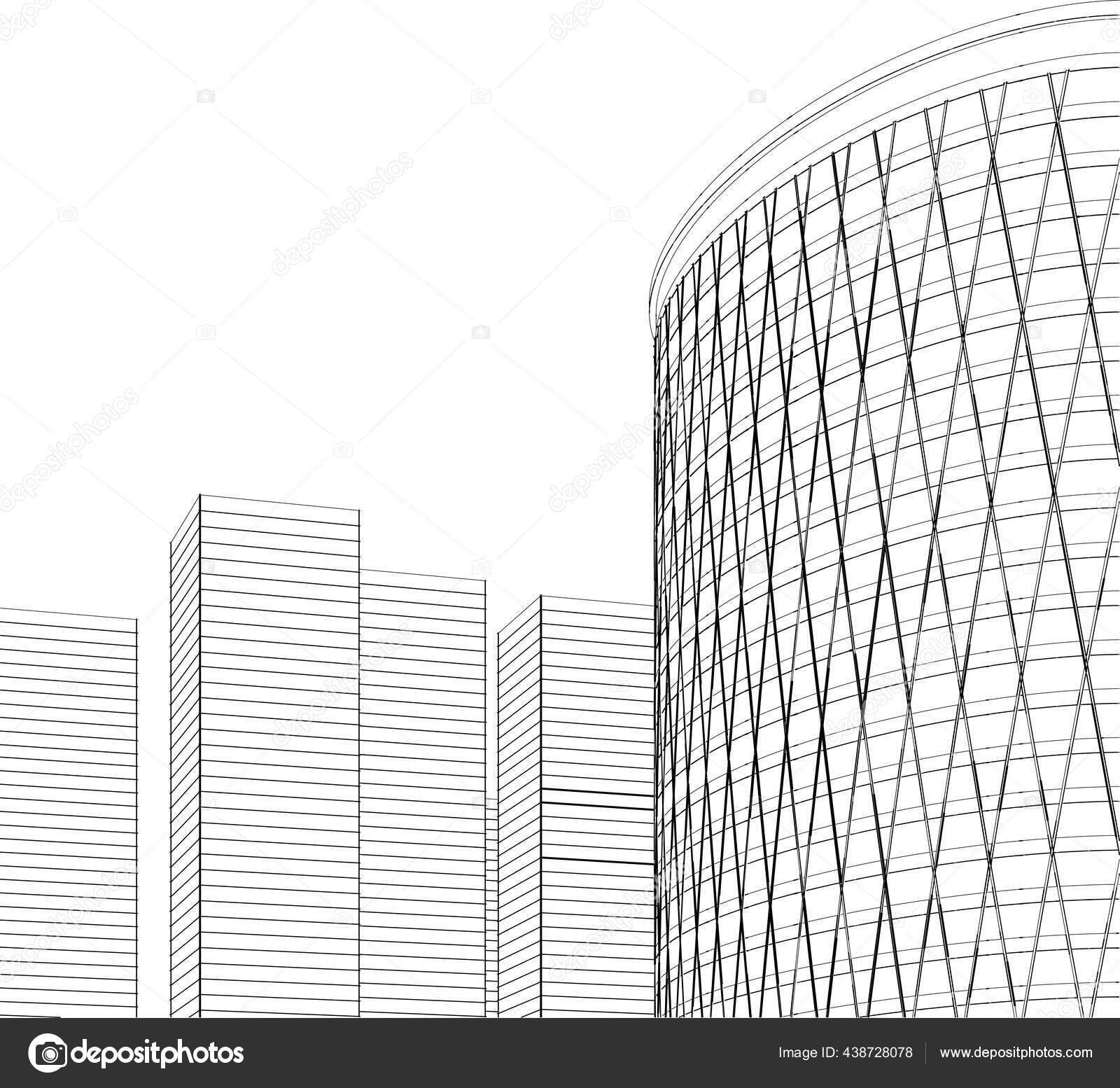Modern Skyscraper Architectural Sketch Vector Illustration Stock Vector ...