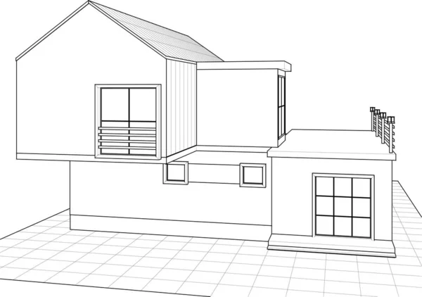 Simple House Outline 3d