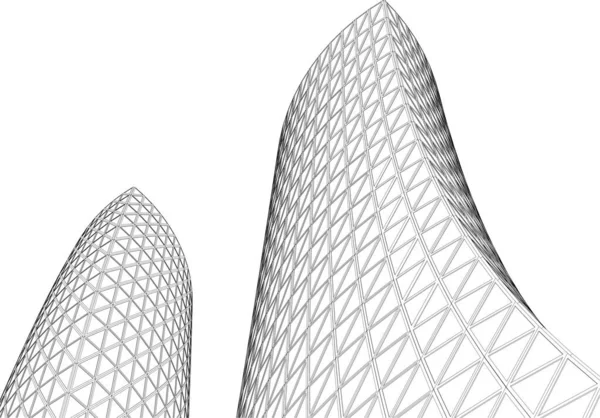 Modern Architecture Skyscrapers Illustration Curved Shapes Facade Stock ...