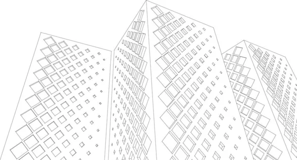 Modern Architecture Skyscrapers Illustration Straight Shapes Facade ...