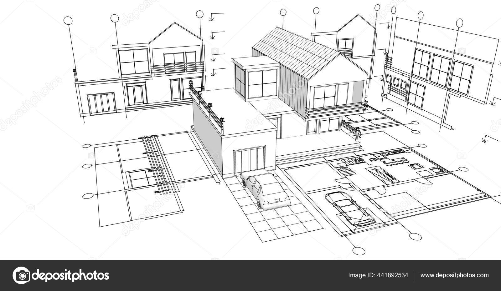 House Architectural Project Illustration Stock Illustration by ...