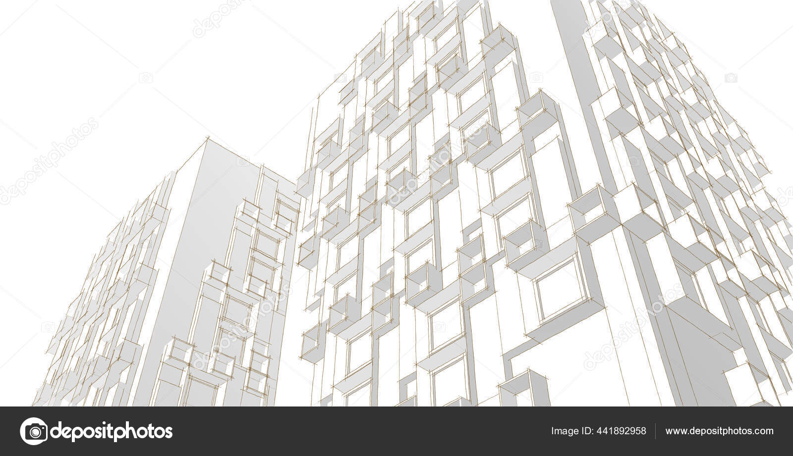 Modern Architecture Skyscrapers Illustration Straight Shapes Facade ...