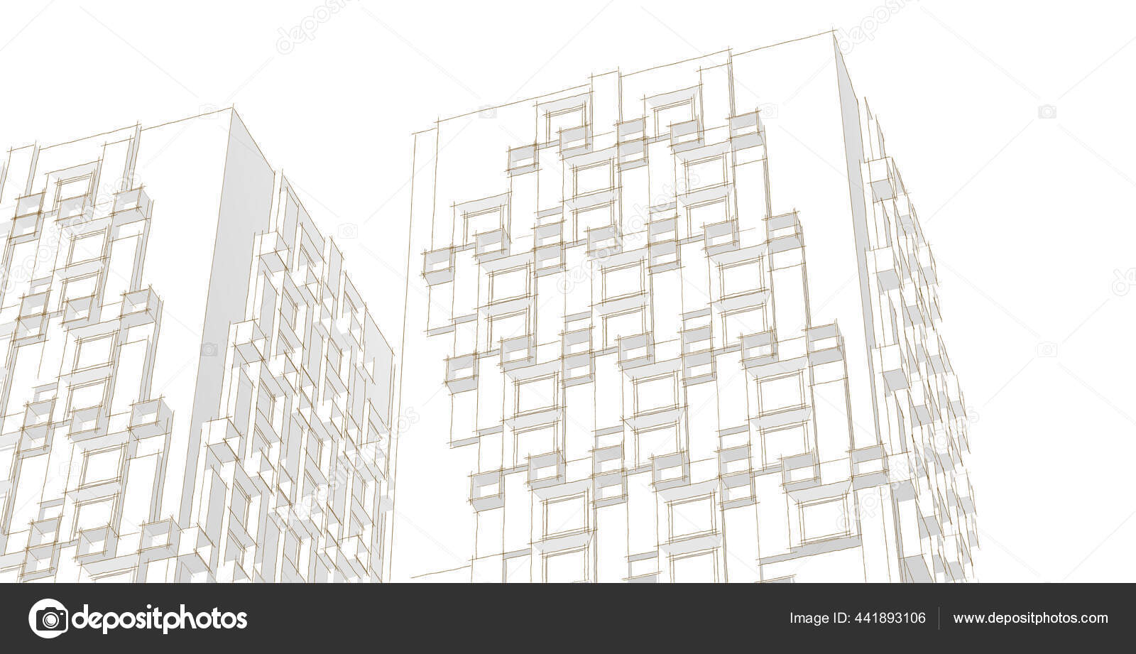 Modern Architecture Skyscrapers Illustration Straight Shapes Facade ...
