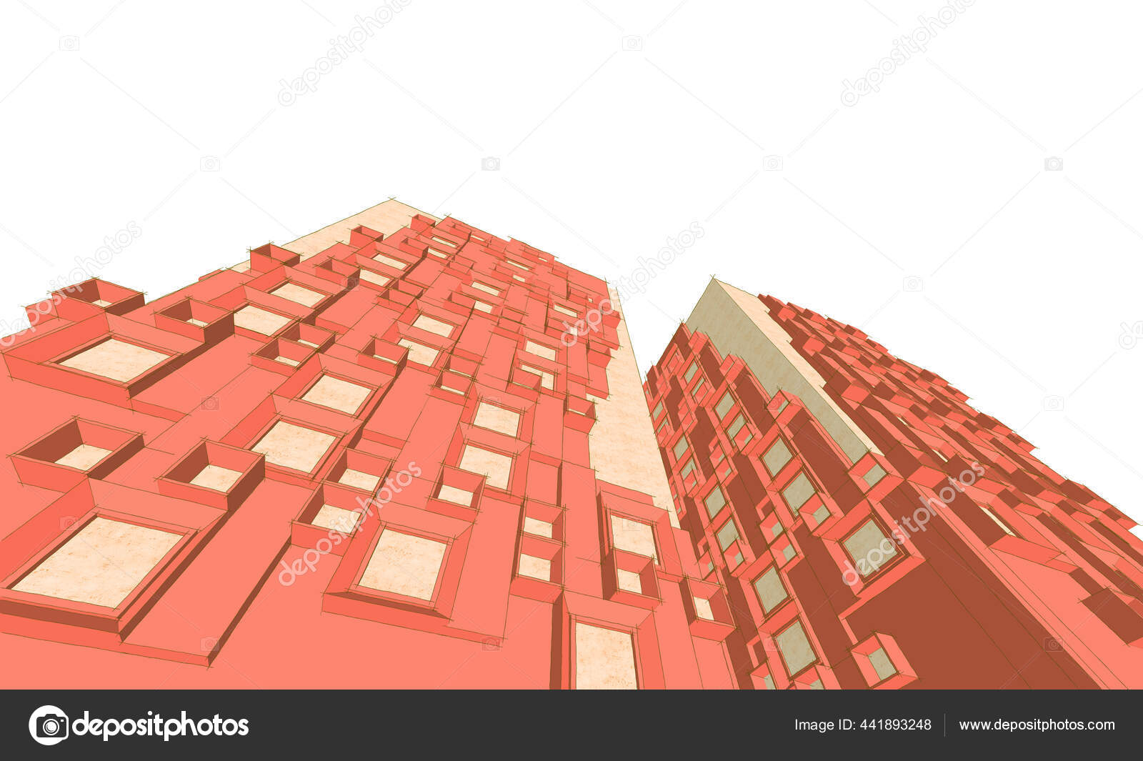 Modern Architecture Skyscrapers Illustration Straight Shapes Facade ...