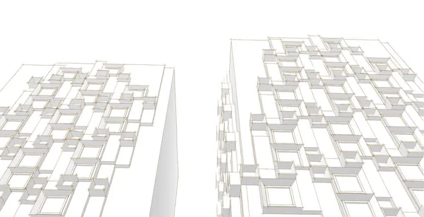 Modern Architecture Skyscrapers Illustration Straight Shapes Facade ...