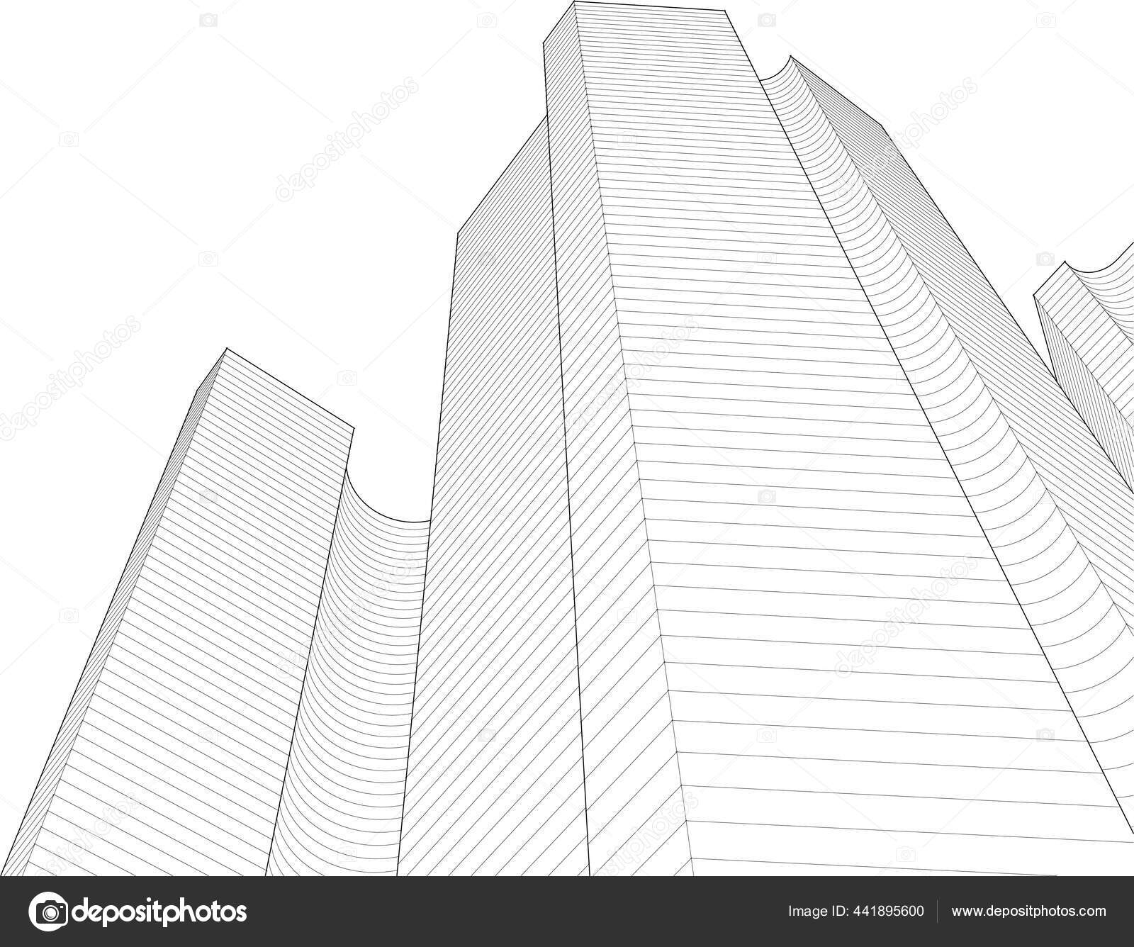 Modern Architecture Skyscrapers Illustration Curved Shapes Facade Stock ...