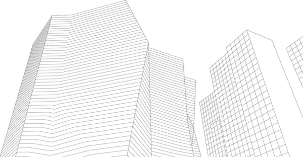 Modern Architecture Skyscrapers Illustration Curved Shapes Facade Stock ...