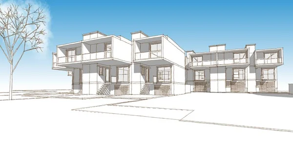 Modern House Module Architectural Concept Illustration Stock Photo by ...