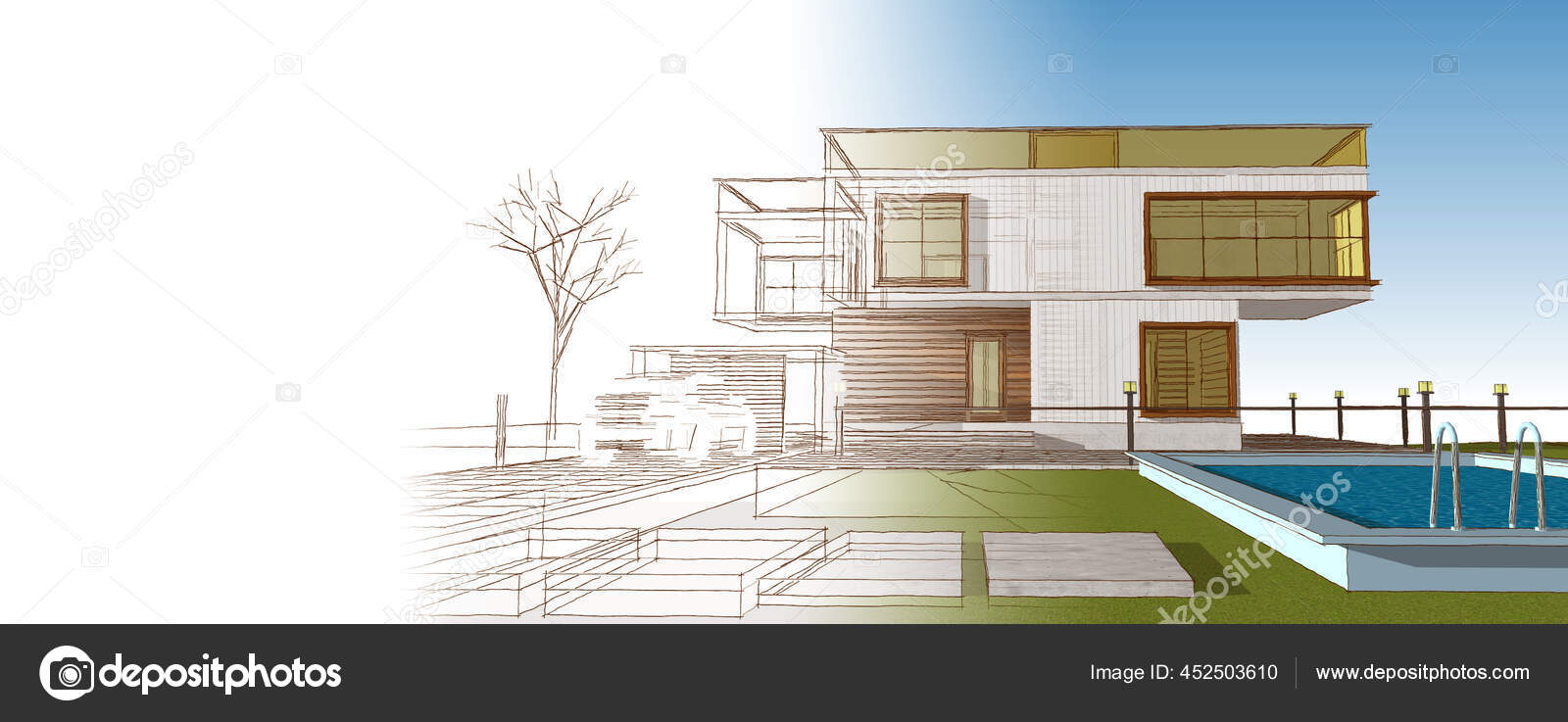 Modern Small Architecture Sketch Illustration — Stock Photo © SAdesign ...