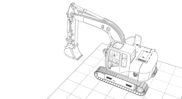 Autocad Drawing Of A Backhoe