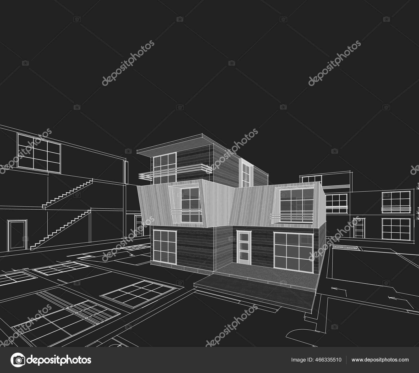 House Architectural Sketch Rendering — Stock Photo © SAdesign #466335510