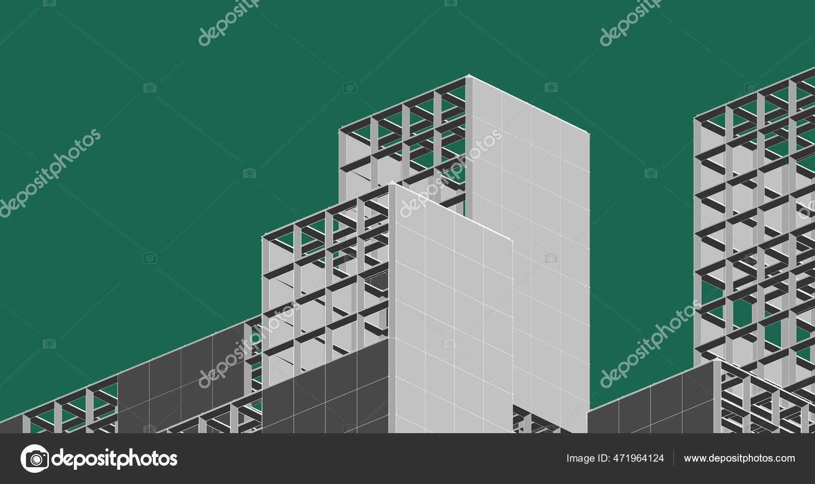 Abstract Architecture Engineering Design Rendering Sketch — Stock Photo ...