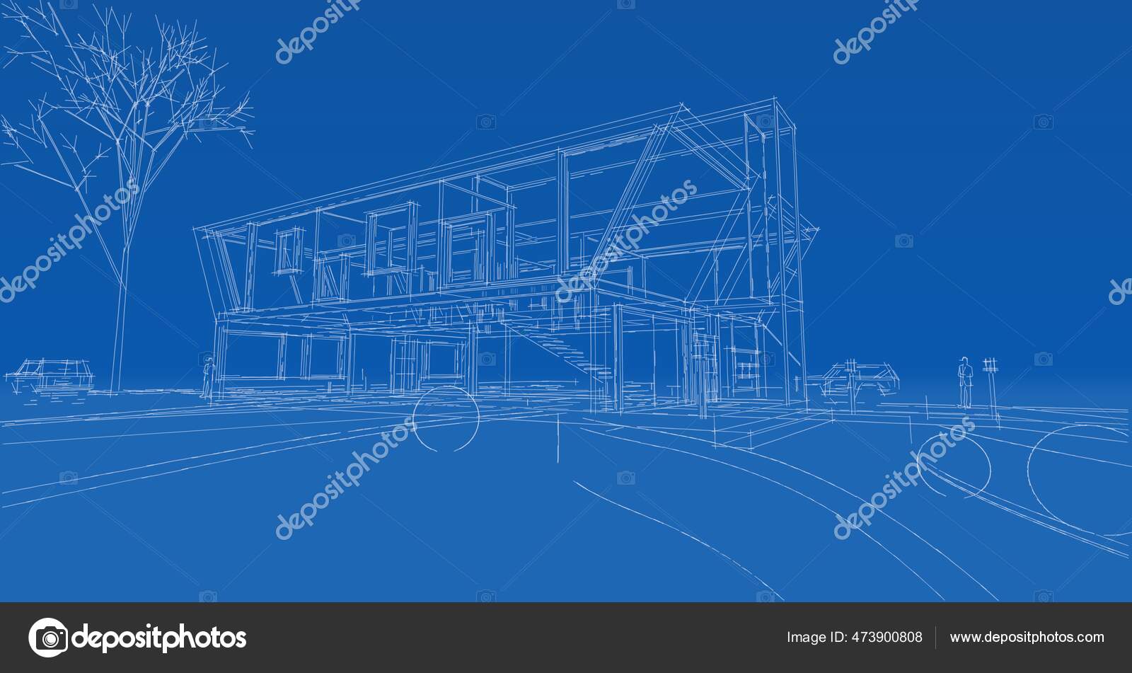 Architectural Concept House Rendering — Stock Photo © SAdesign #473900808