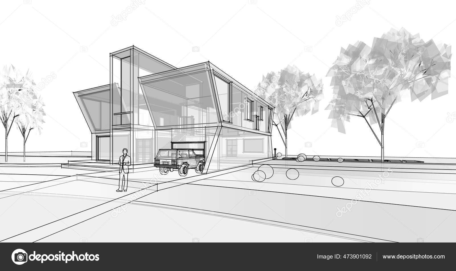 Architectural Concept House Rendering Stock Illustration by ©SAdesign ...