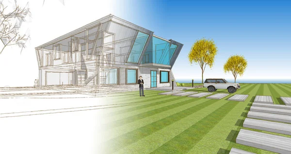 Modern Architecture Sketch Rendering Stock Photo by ©SAdesign 673158668