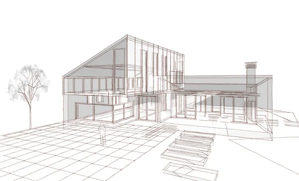 Architectural Concept House Rendering Stock Illustration By ©sadesign