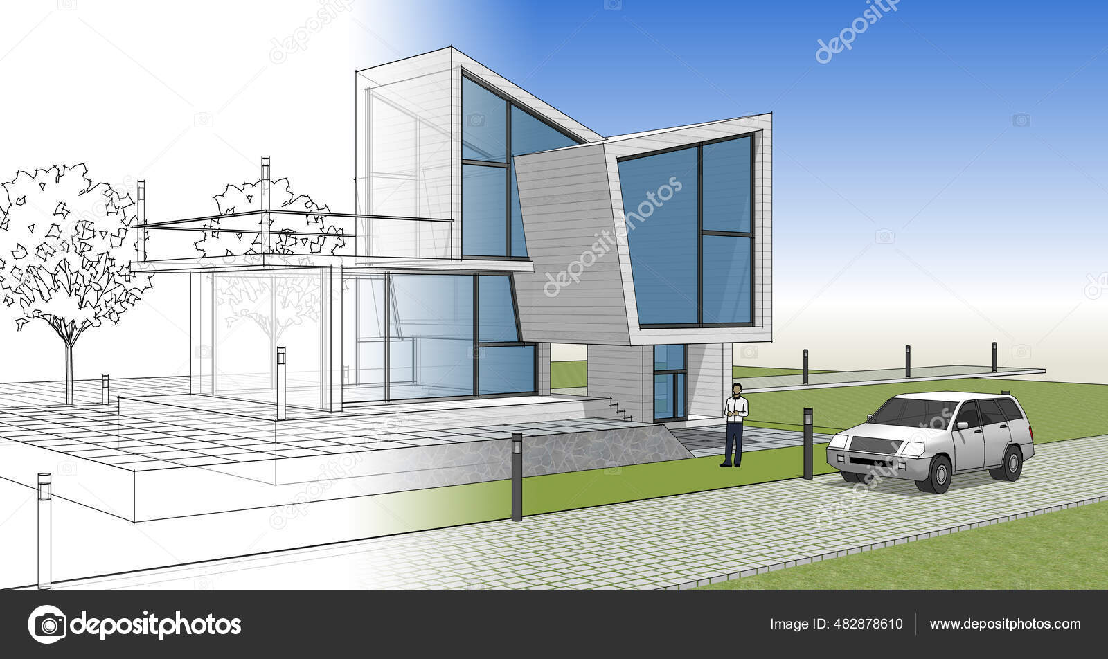 House Concept Rendering Architectural Sketch Stock Photo by ©SAdesign ...