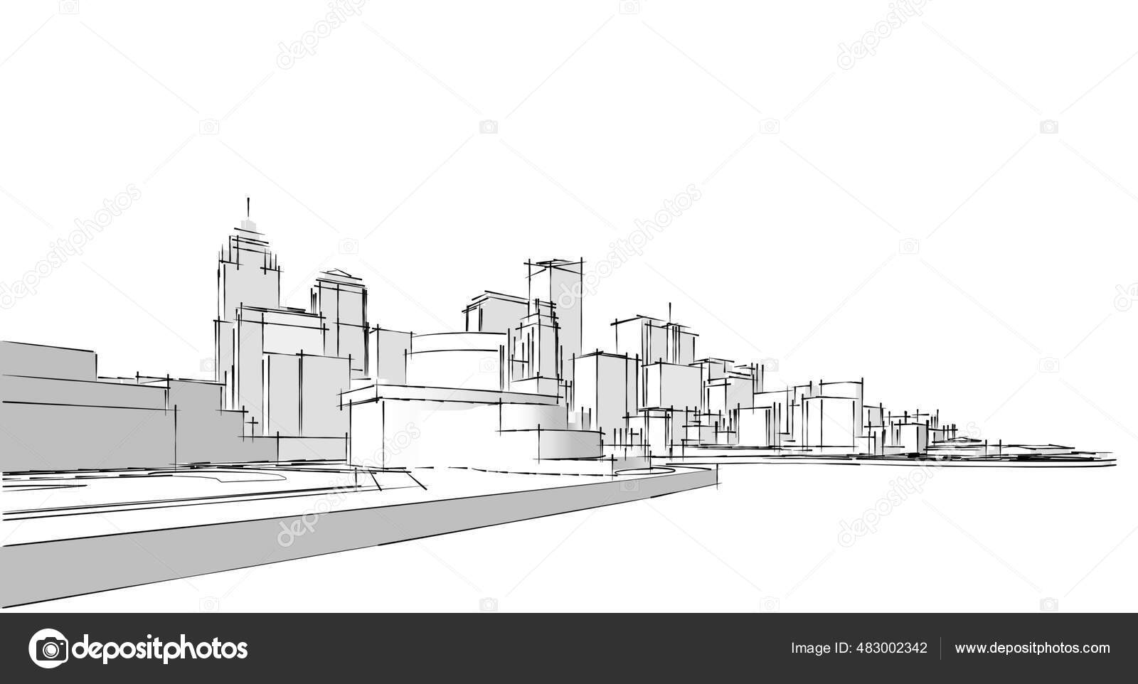 Architectural Landscape City Rendering Stock Illustration by ©SAdesign ...
