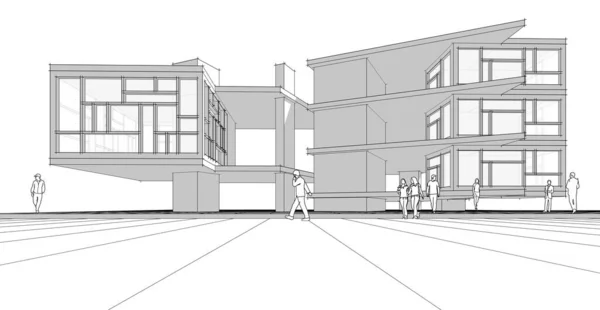 Sketch Modern House Rendering Stock Illustration By ©sadesign 491011662