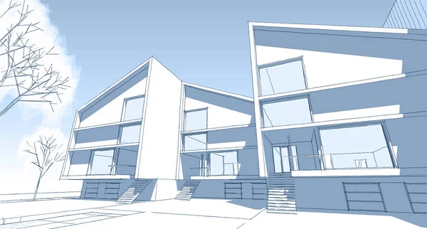 Modern House Module Architectural Concept Illustration Stock Photo by ...