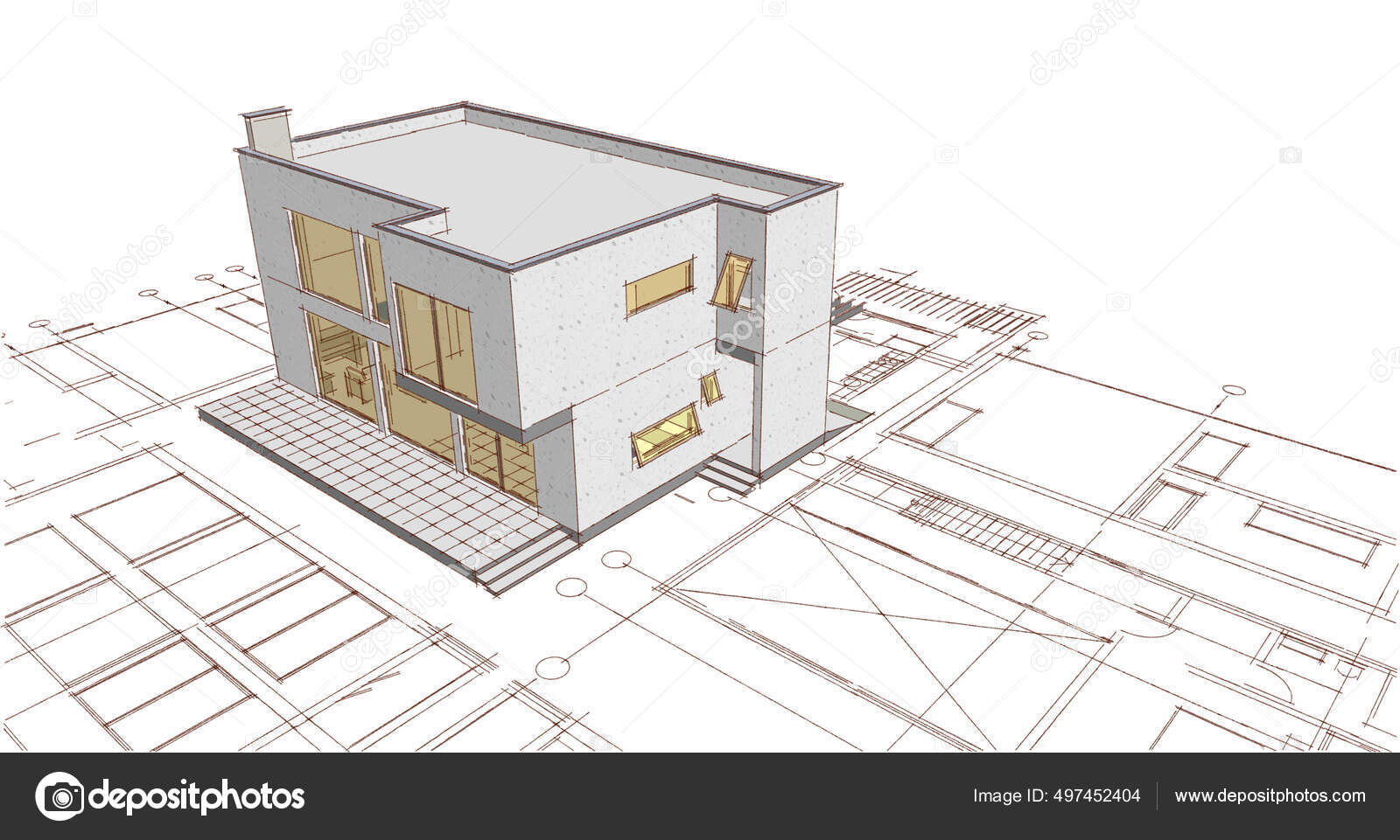 Modern House Plan Illustration Stock Photo by ©SAdesign 497452404