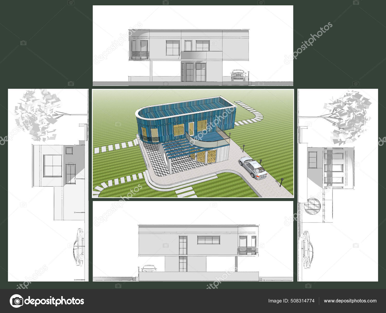 House Plan Architectural Concept Rendering Stock Photo by ©SAdesign ...