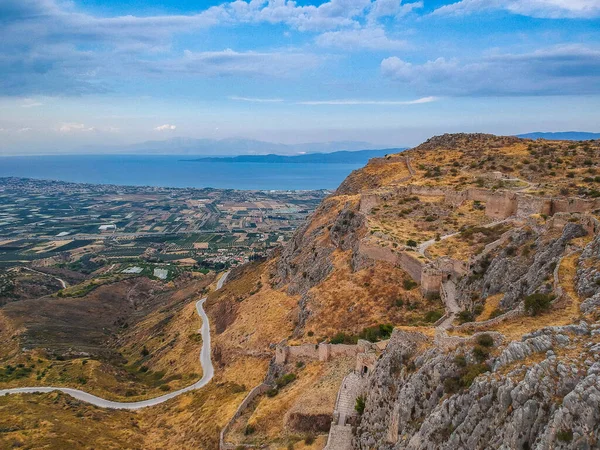Aerial View Acrocorinth Upper Corinth Acropolis Ancient Corinth Greece ...