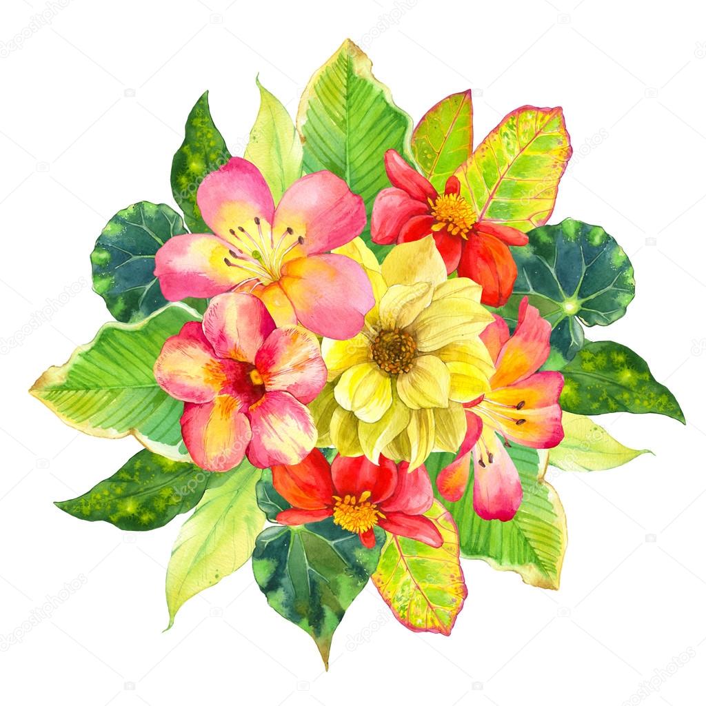 Illustration with realistic watercolor flowers — Stock Photo © Monash ...