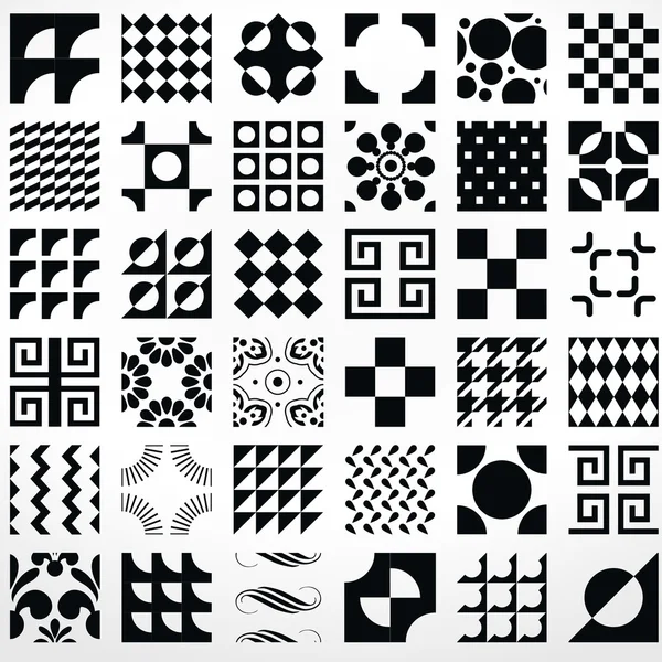 Set of basic geometric patterns. Memphis style. Black and White. Stock ...