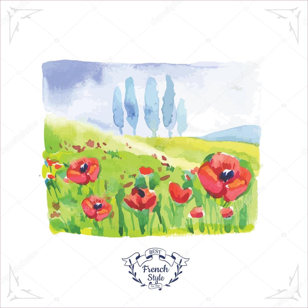 Beautiful spring field landscape Stock Vector Image by ©Monash #80612640