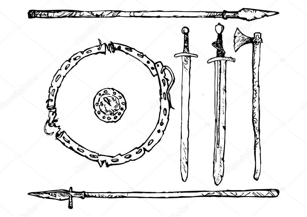 Medieval Weapons Drawings