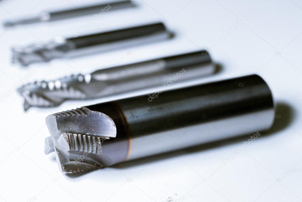 CNC machine bore and milling drill tools isolated on white background ...