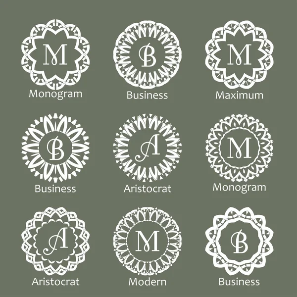 Monogram Vector Template Design Big Set Elegant Wedding Company ...