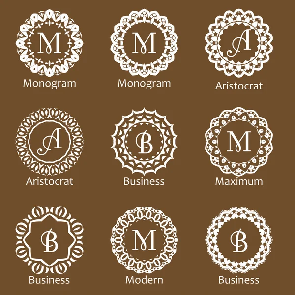 Monogram Vector Template Design Big Set Elegant Wedding Company ...