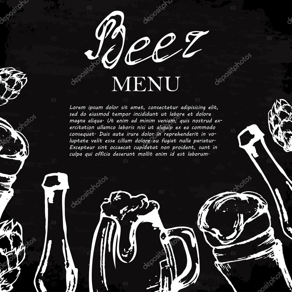 Beer menu. Retro card or flyer. Restaurant theme. Vector illustr Stock ...